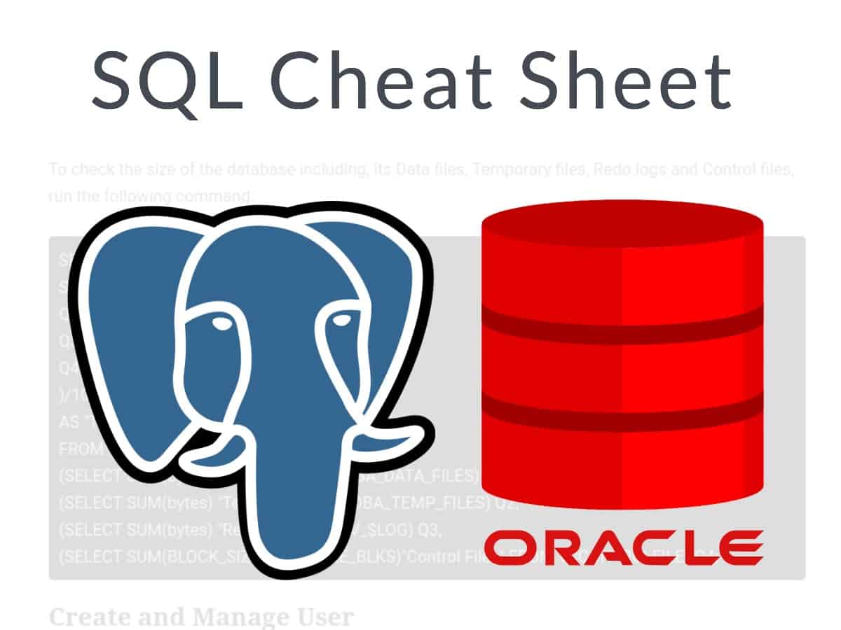 Sql Cheat Sheet Oracle Sql And Postgresql Commands And Examples